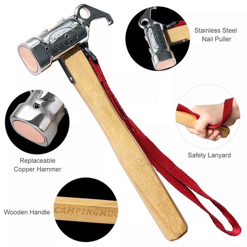 Campingmoon C5 C6 Rhino Peg Hammer Stainless Steel Copper - Pahlawan Store